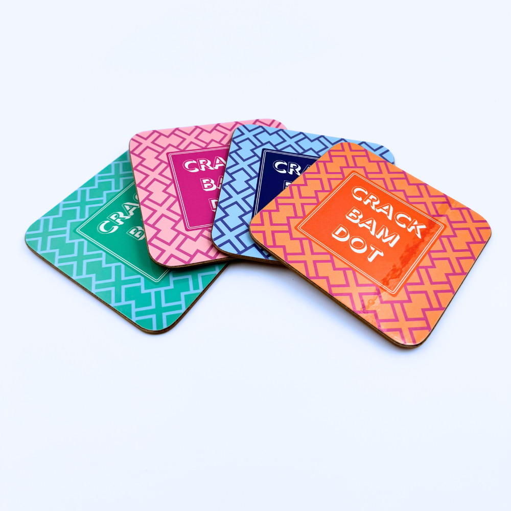 Mahjong Coasters, 4 Set | Gift or Prize | Green, Pink, Blue, Orange ...