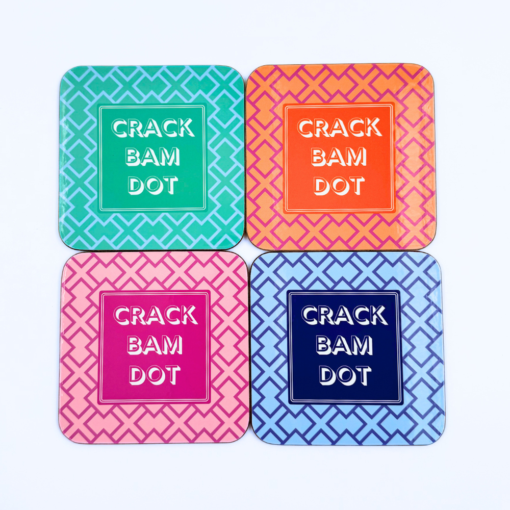 Mahjong Coasters, 4 Set | Gift or Prize | Green, Pink, Blue, Orange ...